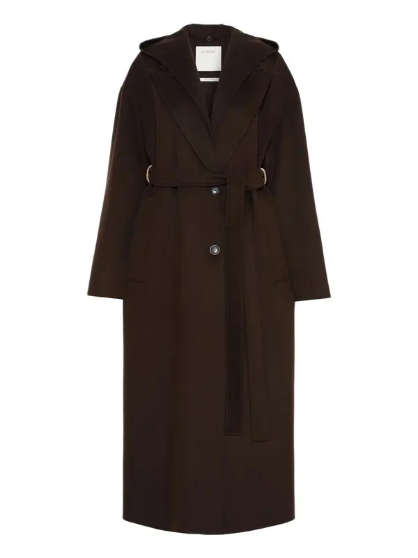 Sportmax Virgin Wool Belted Overcoat - Marrone