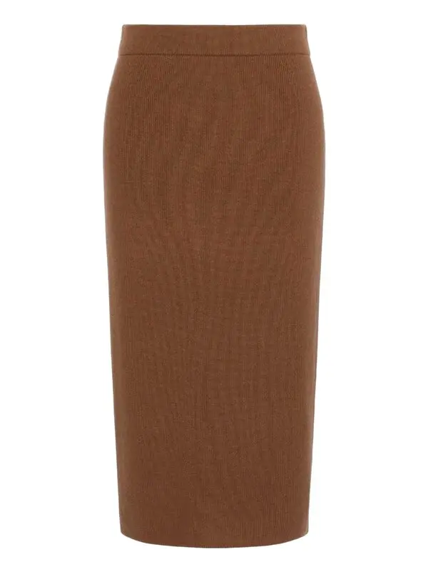 Max Mara Wool And Cashmere Elastic-waist Skirt - Marrone
