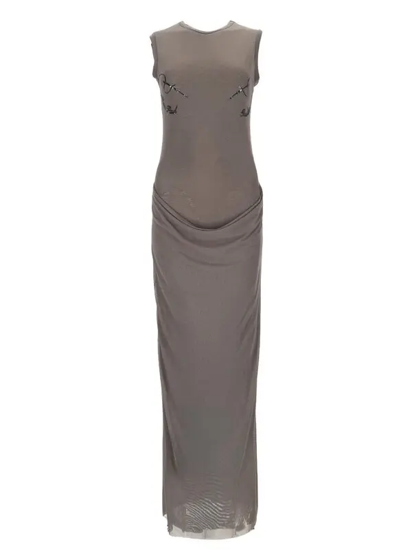 JEAN PAUL GAULTIER Sheer Sleeveless Maxi Dress - Grey