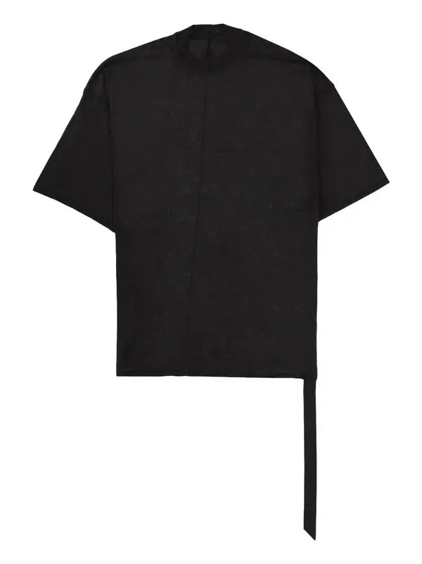 Rick Owens Oversized Cotton T-shirt With Long Tie Detail - Black
