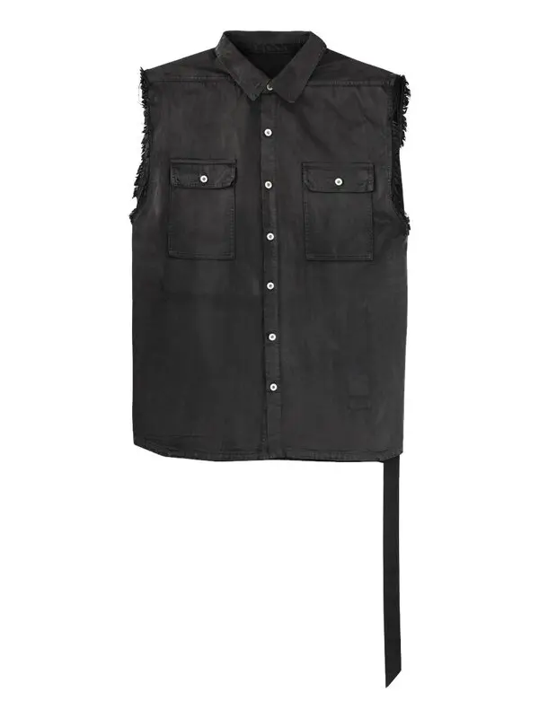 Rick Owens Sleeveless Button-up Shirt With Chest Pockets - Black