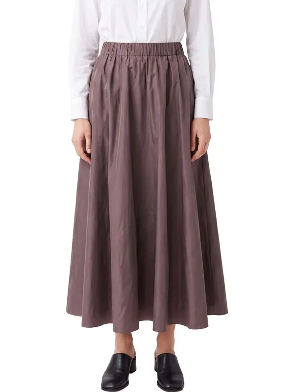 PAROSH High-waisted Flared Midi Skirt - Brown