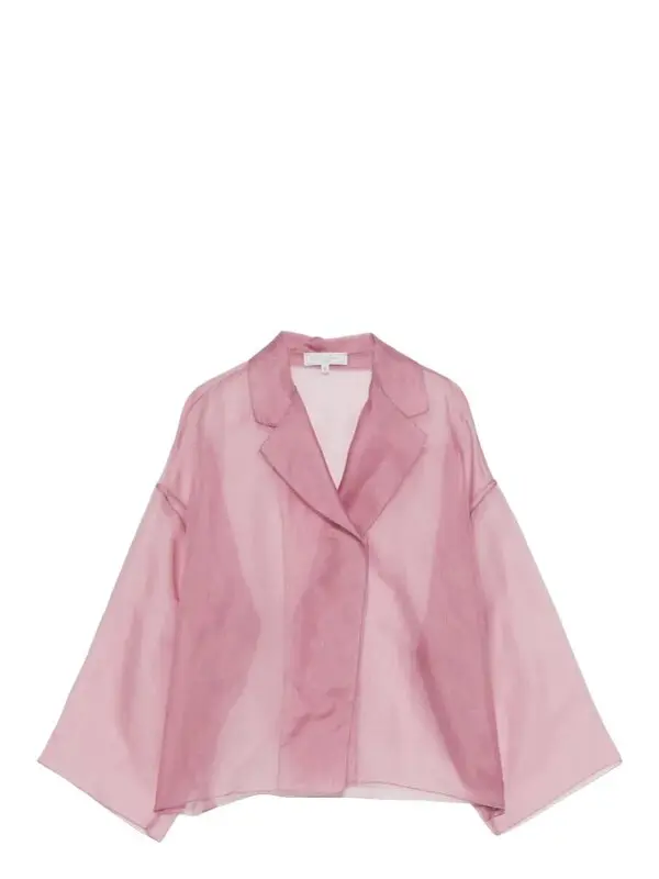 Antonelli Firenze Sheer Lapel Cropped Shirt - Pink