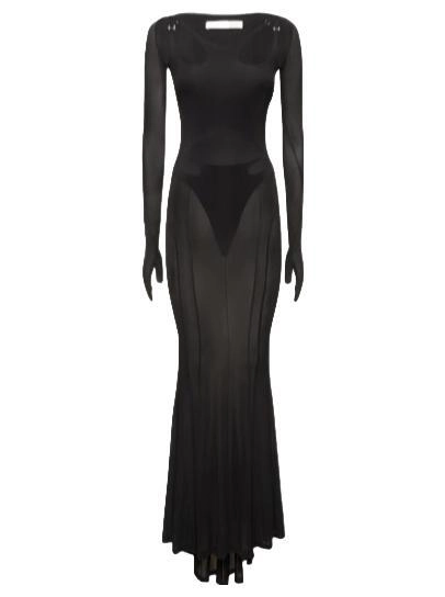 DION LEE Long Hollow Dress - Black