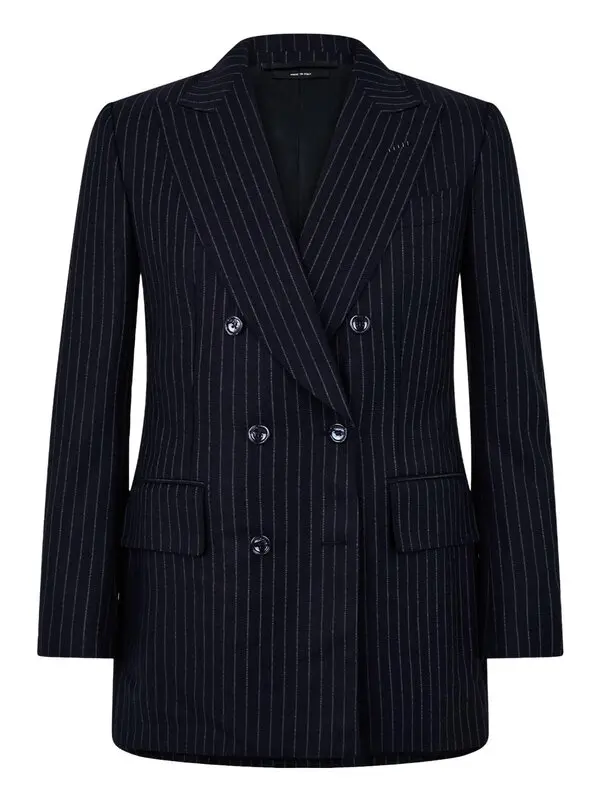 TOM FORD Pinstripe Double-breasted Blazer - Black