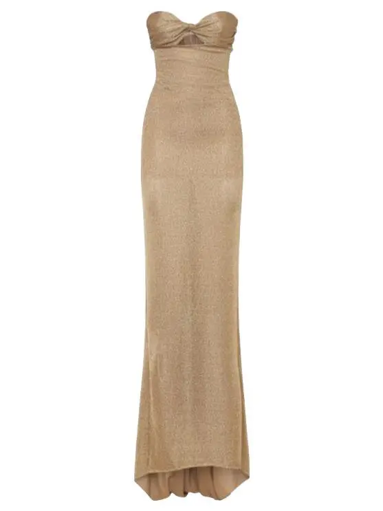 Giuseppe Di Morabito Metallic Luster Knit Sleeveless Dress - Nude