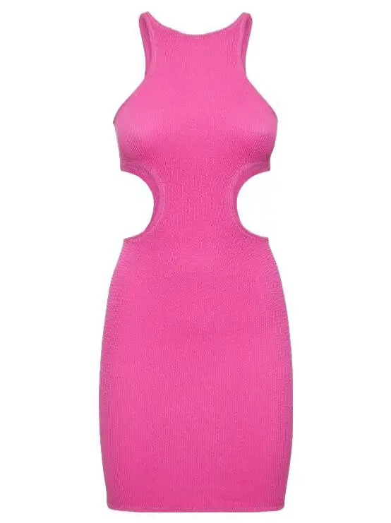 REINA OLGA Embossed Elastic Mini Dress - Pink