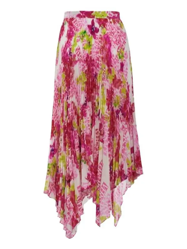 Versace Printed Pleated Crepe Mid-length Skirt - Pink