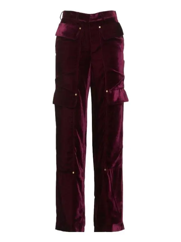Stella McCartney Velvet Wide Leg Cargo Pants - Black