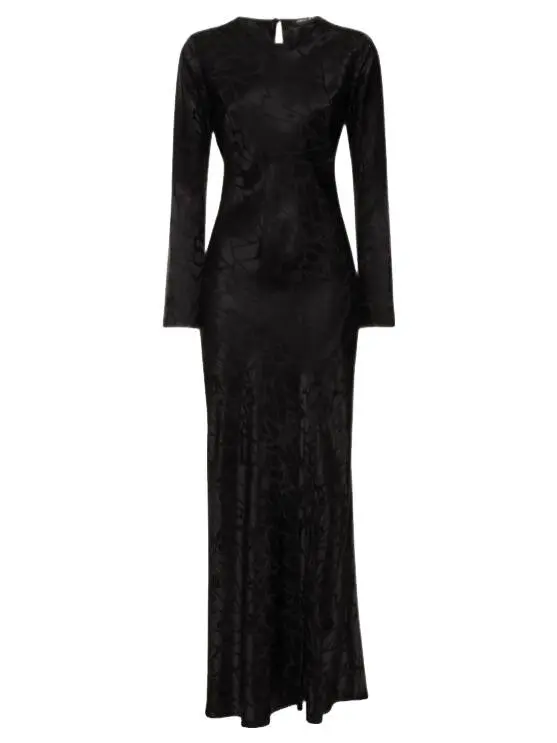 ANINE BING Freja Silk Jacquard Long Dress - Black