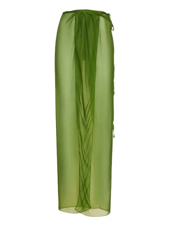 Christopher Esber Silk Chiffon Long Wrap Skirt - Green
