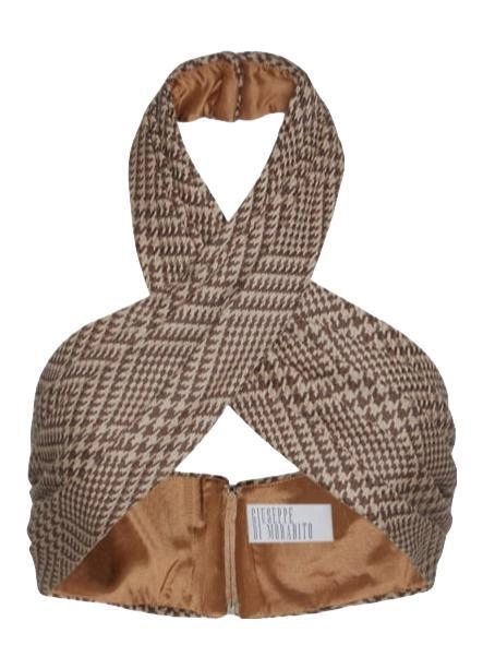 Giuseppe Di Morabito Plaid Pattern Cropped Vest - Brown