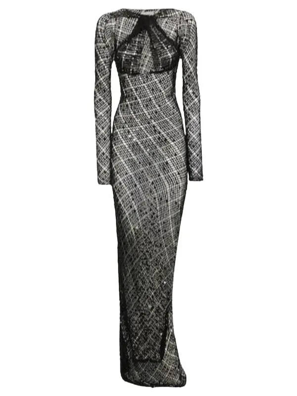 Coperni Sequined Crocheted Hollowed-out Maxi Dress - Black