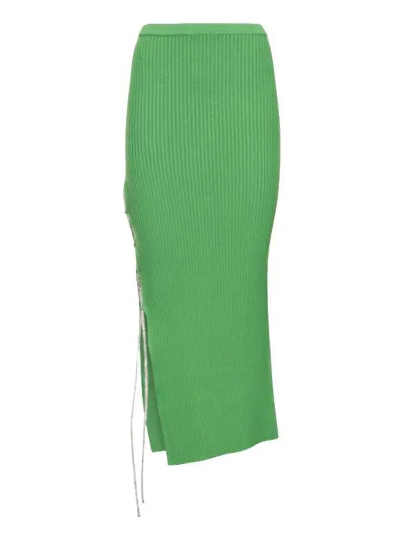 Giuseppe Di Morabito Embellished Wool Knit Midi Skirt - Green