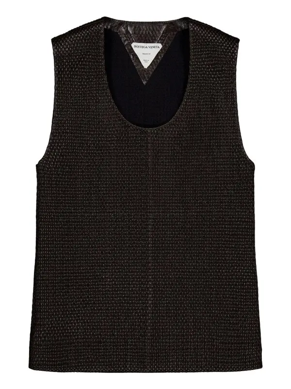 Bottega Veneta Leather Tailored Fit Jacket - Black