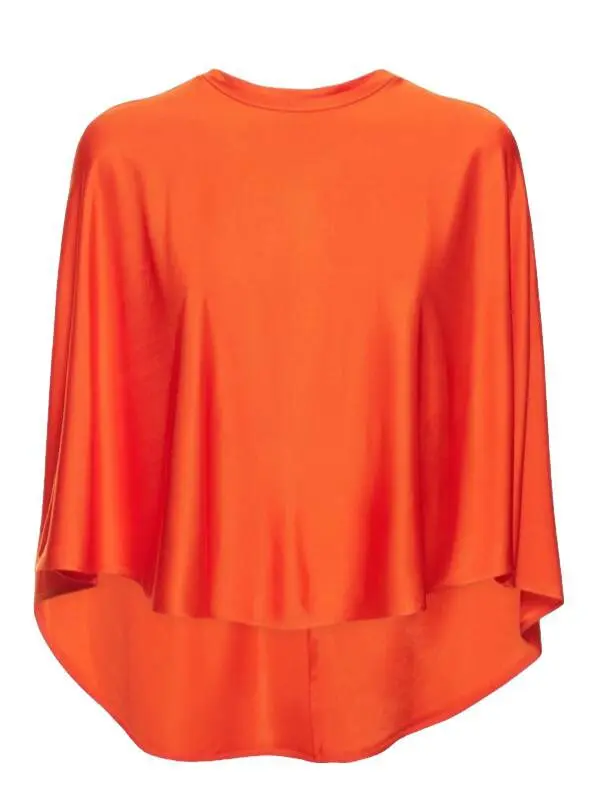 Stella McCartney Draped Fluid Viscose Satin Cape Top - Orange
