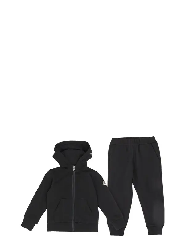 Moncler Hooded Top Long Pants Set - Black