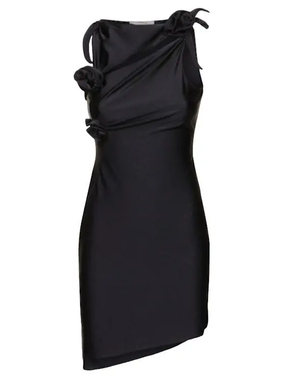 Coperni Sleeveless Floral Trim Mini Dress - Black