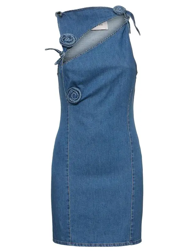 Coperni Asymmetrical Denim Mini Dress - Blue