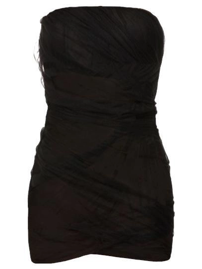 Attico Eita Draped Tulle Mini Dress - Black