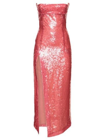 Attico Medium-length Sequined Strapless Dress - Pink