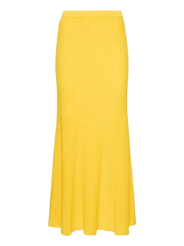 Gabriela Hearst Elastic Waist Ribbed Knit Pleated Skirt - Yellow