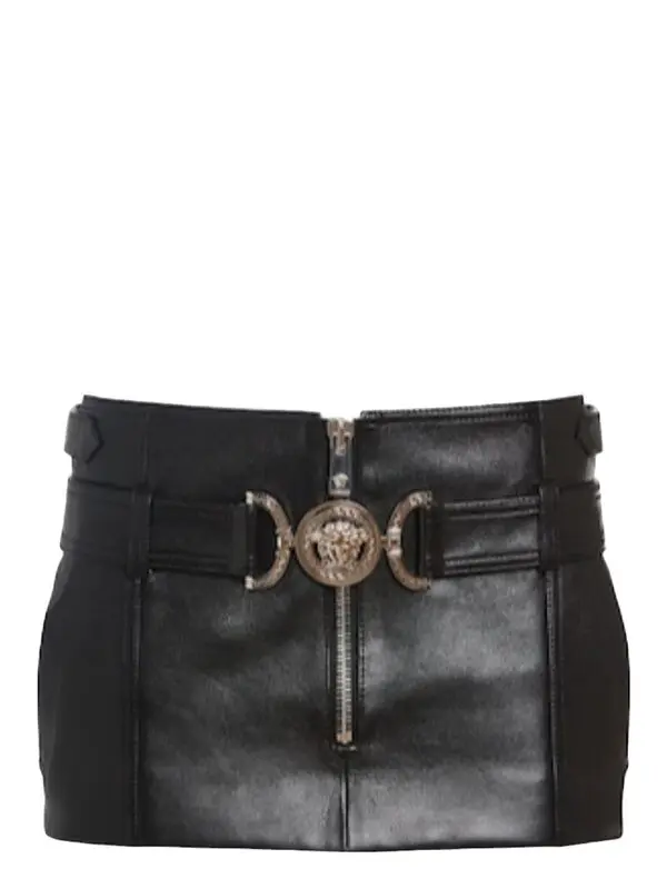 Versace Leather Mini Skirt - Black