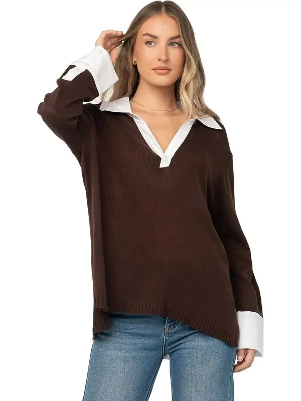 SUGAR LIPS Alec Sweater Top - Chocolate