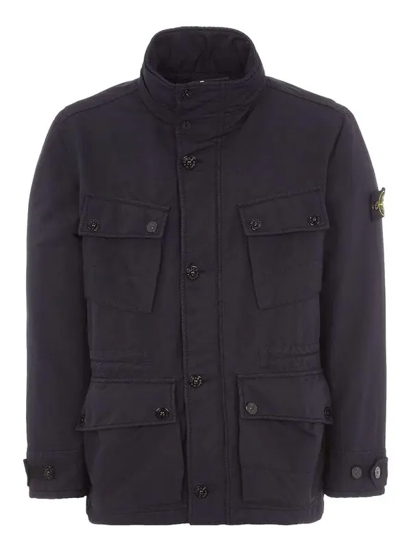 Stone Island Logo-patch Buttoned Jacket - Black