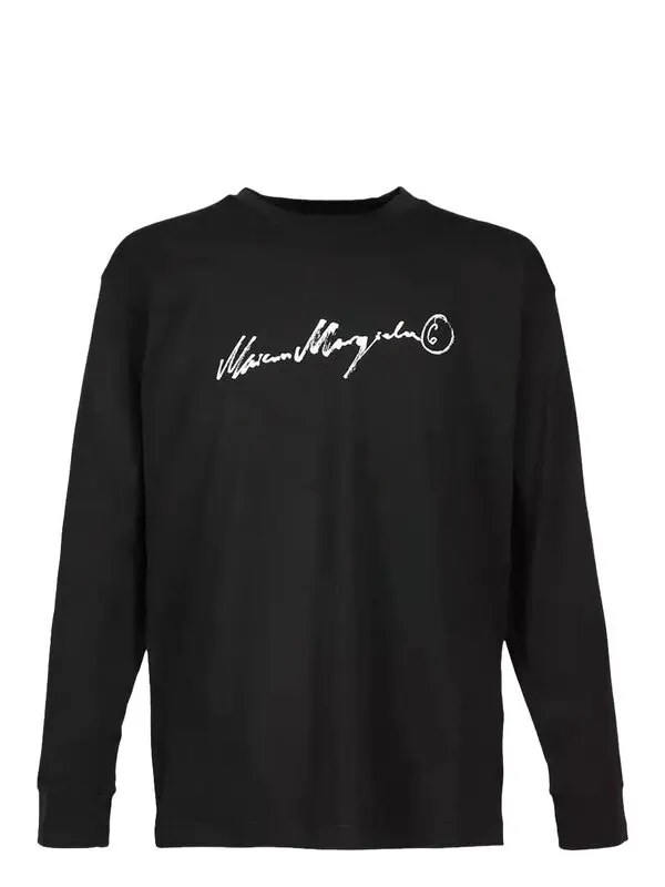MAISON MARGIELA Logo-print Long-sleeve T-shirt - Black