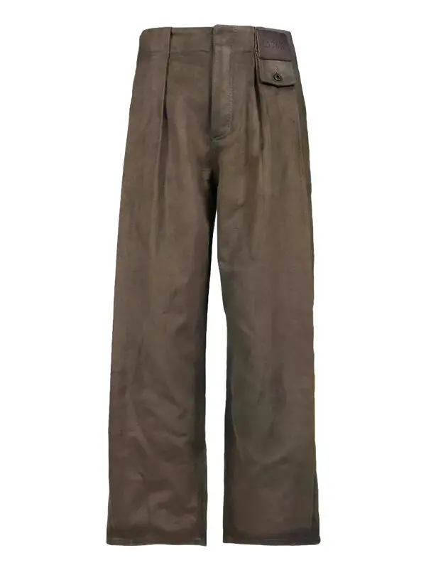 Loewe Pleated Logo-patch Trousers - Brown
