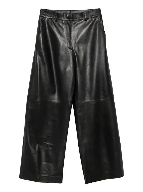 P.a.r.o.s.h Leather Wide-leg Trousers - Black