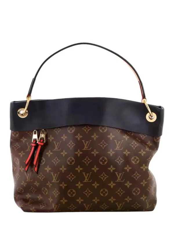 LOUIS VUITTON Tuileries Monogram Canvas With Leather Hobo Bag - Black