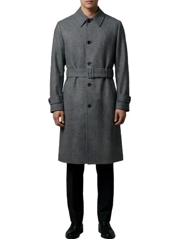 LARDINI Prince Of Wales Check Belted Coat - Grey