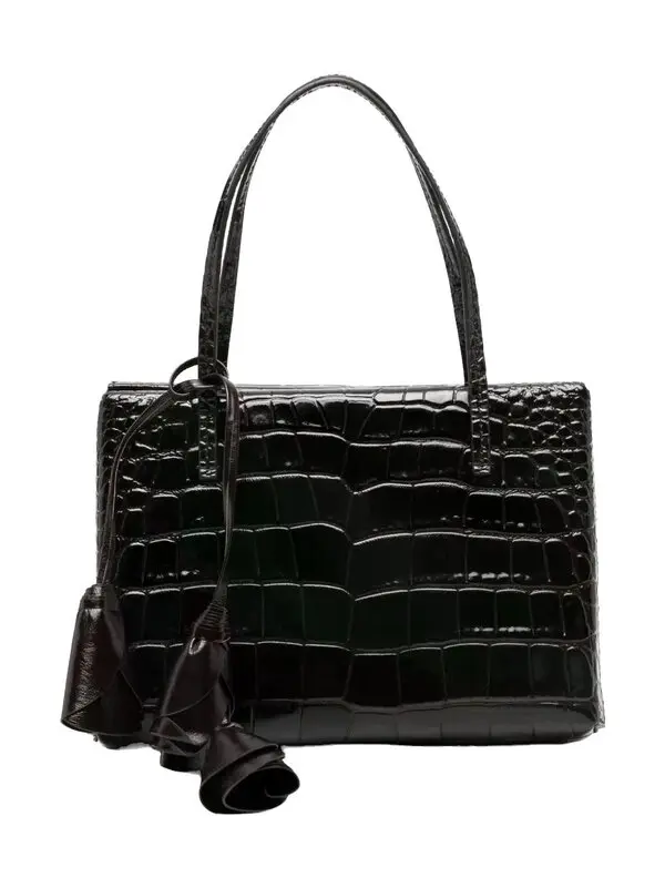 Magda Butrym Croc-effect Floral-pendant Tote Bag - Brown