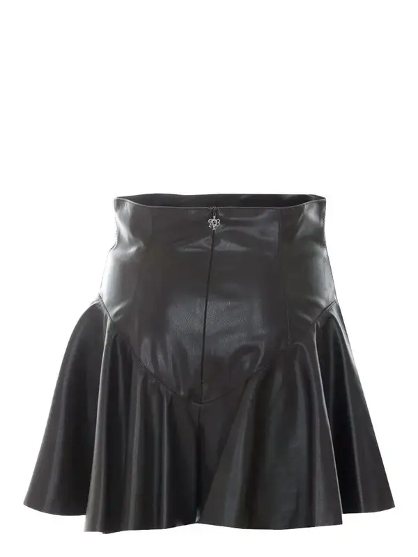 ANIYE BY Caly Faux-leather Flared Mini Shorts - Black