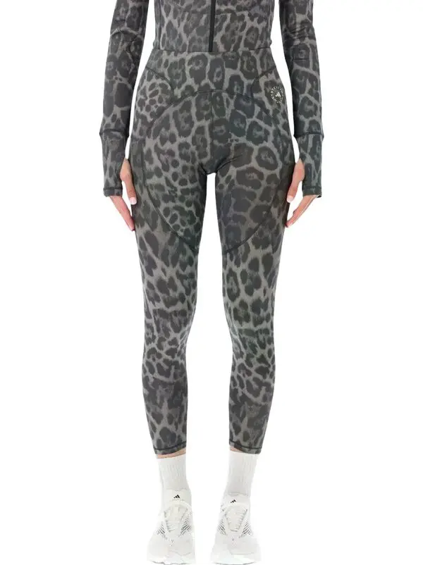 Adidas By Stella McCartney Leopard-print Track Pants - Grey