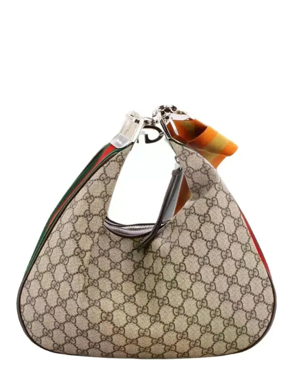 Gucci Attache Shoulder Bag Gg Coated Canvas Medium Hobo Bag - Brown