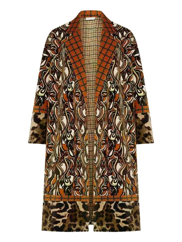 PIERRE-LOUIS MASCIA Revdox Patterned Animal-print Coat - Brown