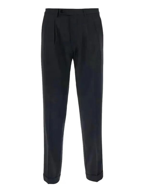 MICHAEL COAL Pleated Turned-up Trousers - Black