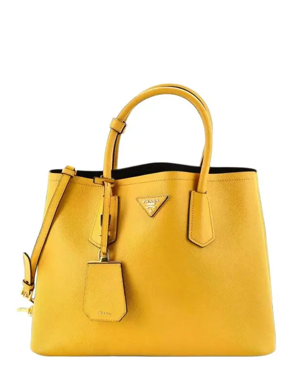 Prada Cuir Double Saffiano Leather Medium Tote Bag - Yellow
