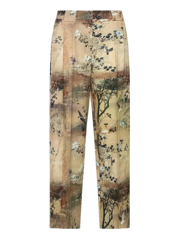 PIERRE-LOUIS MASCIA Beatex Floral-print Trousers - Neutrals