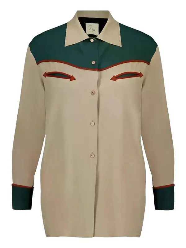 PAULA Piping-detail Cowboy Shirt - Grey