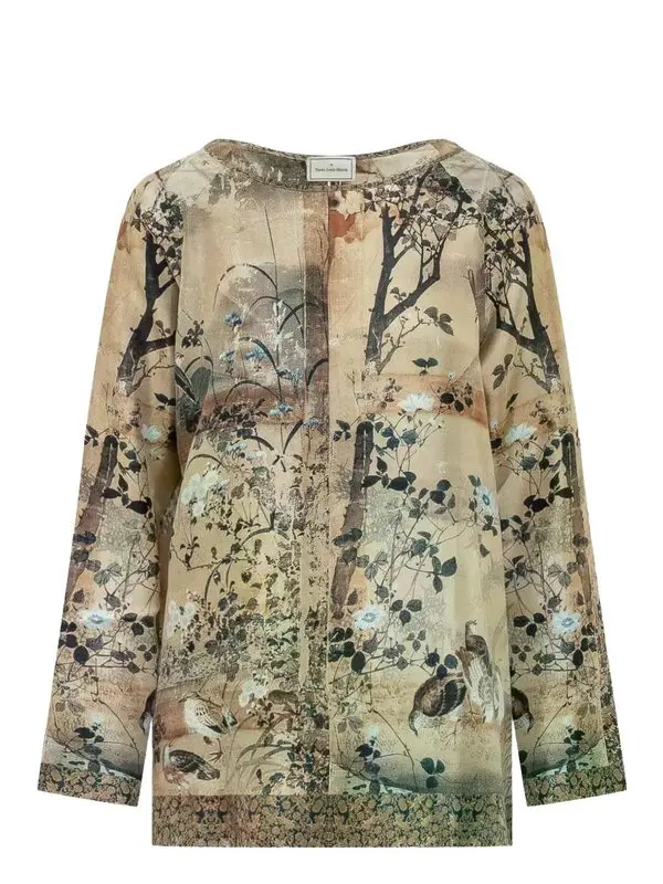 PIERRE-LOUIS MASCIA Aloe Landscape-print Blouse - Neutrals