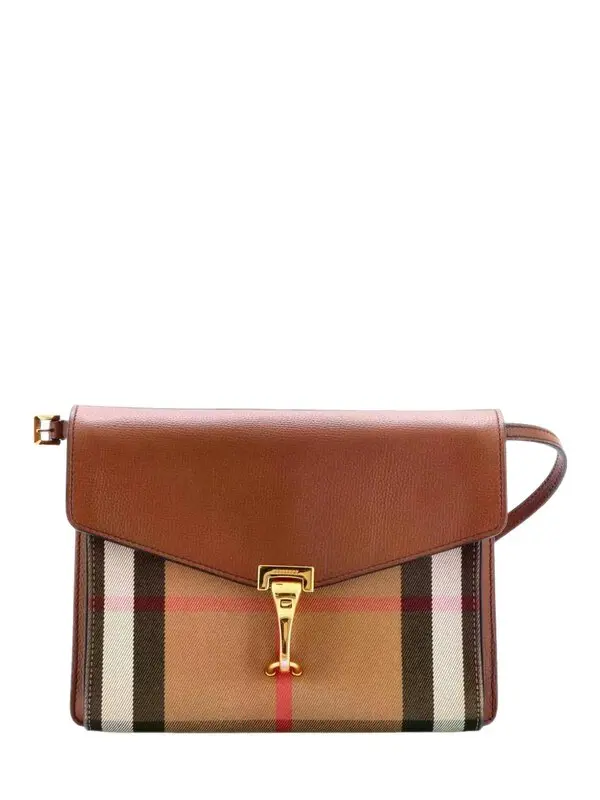 Burberry Macken Leather And House Check Canvas Small Cross Body Bag - Brown