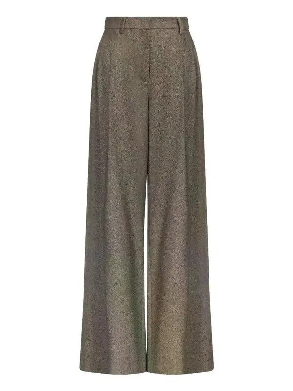 TWP Herringbone Pleated Trousers - Brown