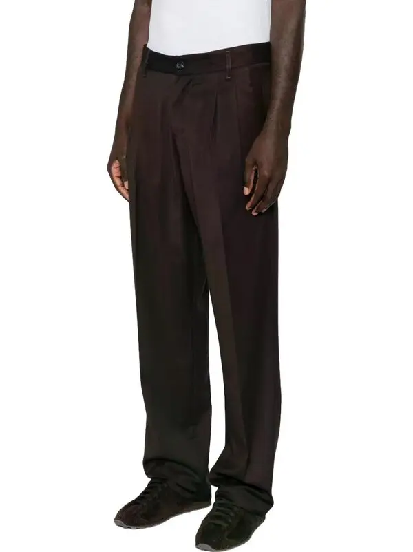 Imperial Pleated Straight-leg Trousers - Brown
