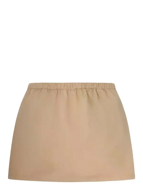 Miu Miu Drawstring-waist Logo-print Skirt - Neutrals