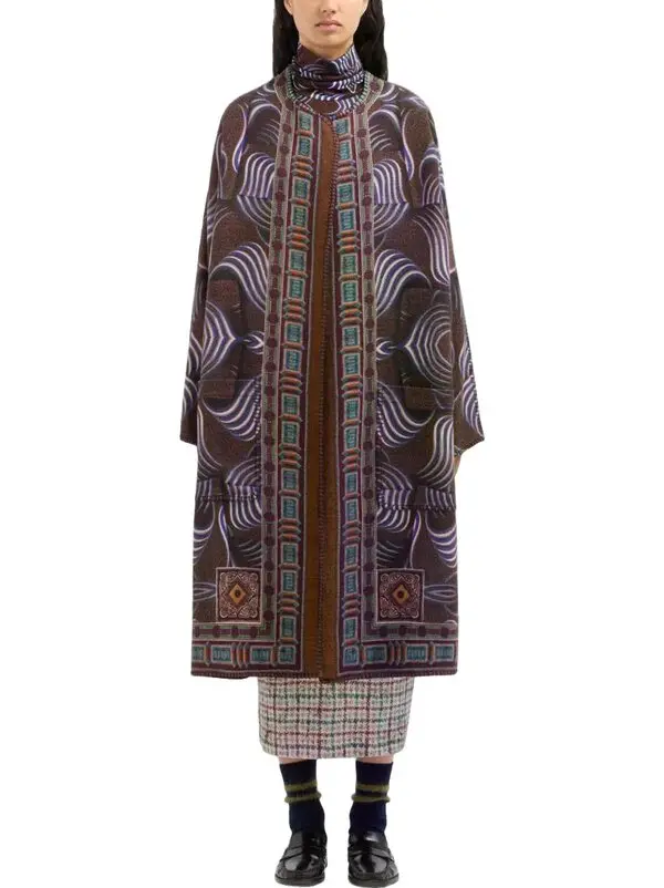 PIERRE-LOUIS MASCIA Geometric-print Kimono - Brown