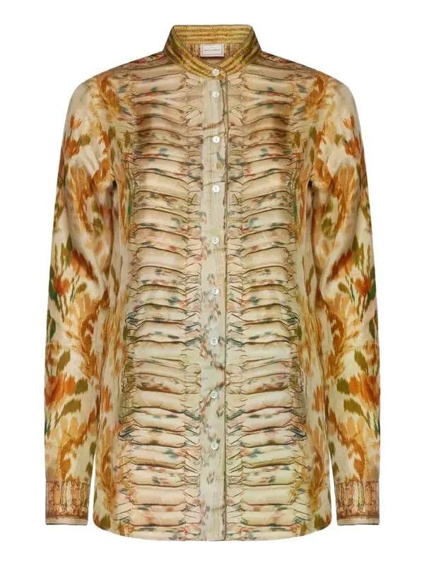PIERRE-LOUIS MASCIA Aloe Long-sleeve Silk Shirt - Neutrals